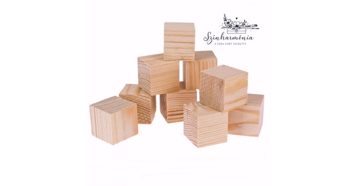 Fenyőkocka 5x5x5 cm - Natúr fa kocka kreatív projektekhez | Színharmónia